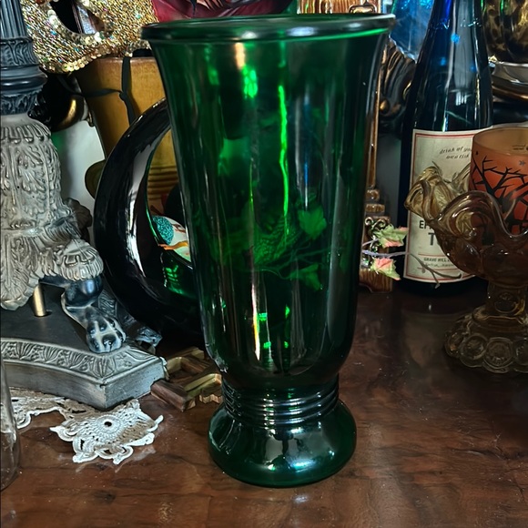 napco | Accents | Emerald Green Napco Tall Depression Glass Vase | Poshmark
